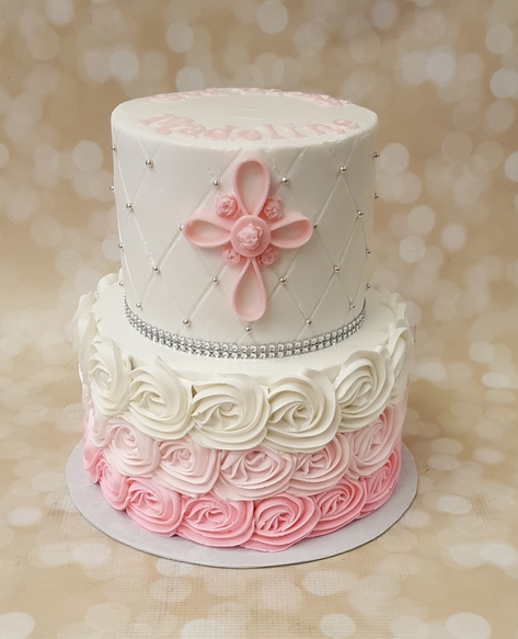 ombre rosette christening - cc's sweet sensations
